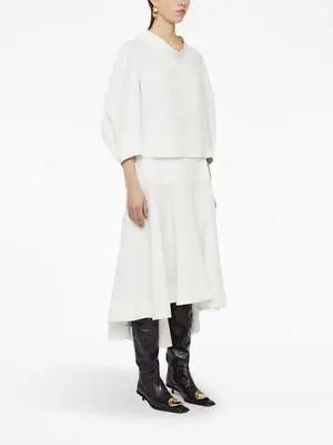 JIL SANDER Draped-neck Linen Blouse