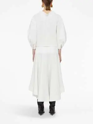 JIL SANDER Draped-neck Linen Blouse