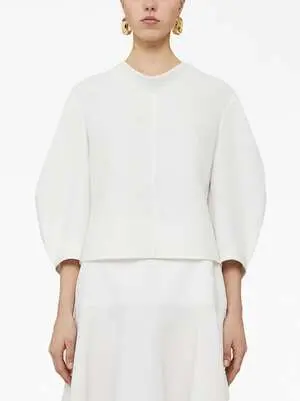 JIL SANDER Draped-neck Linen Blouse