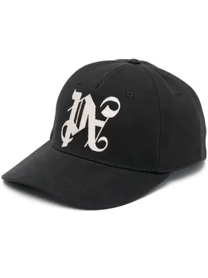 Palm Angels Palm Angels Monogram-Embroidered Cap Black Off White
