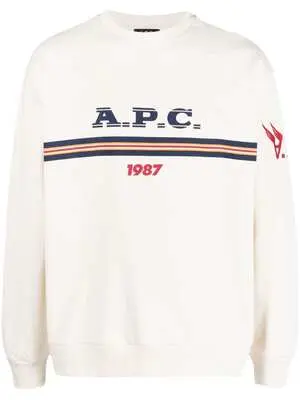 A.p.c. Adam Logo-print Cotton Sweatshirt - Neutrals