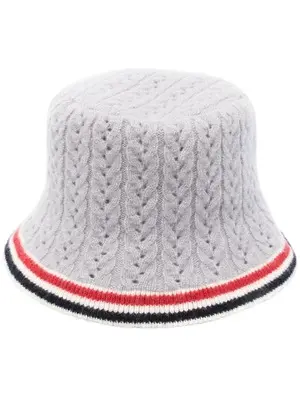 Thom Browne Cable-pointelle Bucket Hat - Grey