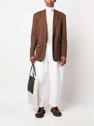 JIL SANDER Logo-print Roll-neck Jumper - Neutrals