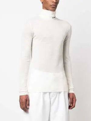 JIL SANDER Logo-print Roll-neck Jumper - Neutrals