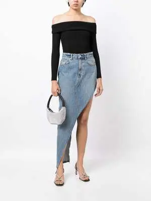 SELF-PORTRAIT Ribbed Off-shoulder Blouse