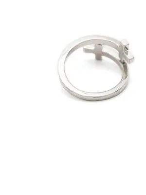 Dsquared2 Tone Engraved Logo Cross Ring - Silver