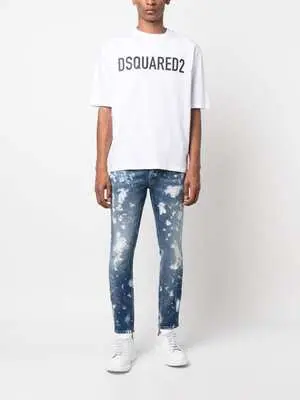 Dsquared2 Paint Splattered Distressed Slim Jeans