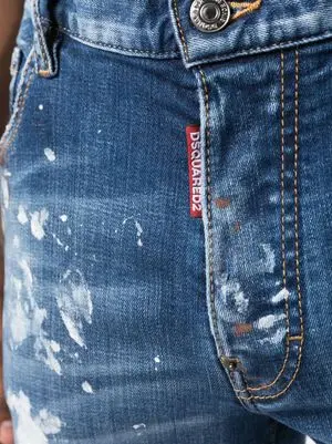 Dsquared2 Paint Splattered Distressed Slim Jeans