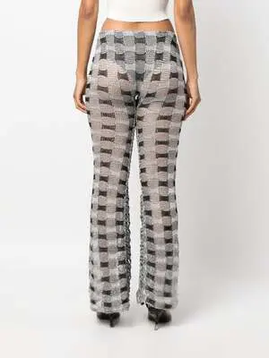ISA BOULDER Check-pattern Knit Trousers