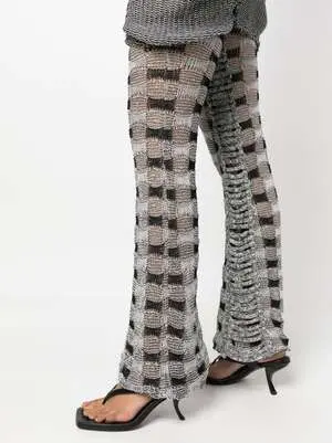 ISA BOULDER Check-pattern Knit Trousers