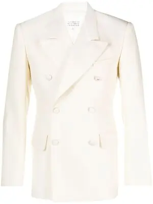 MAISON MARGIELA Double-breasted Mohair-silk Blazer - Neutrals