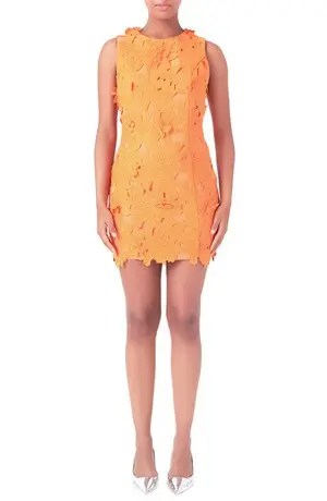 Endless Rose Floral Embroidered Sheath Dress - Orange