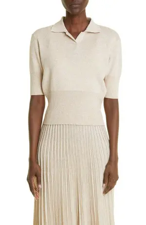 Proenza Schouler Metallic Polo Sweater - Champagne