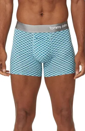 Tommy John 4-inch Cool Cotton Boxer Briefs Arctic Checkered Pinstripe