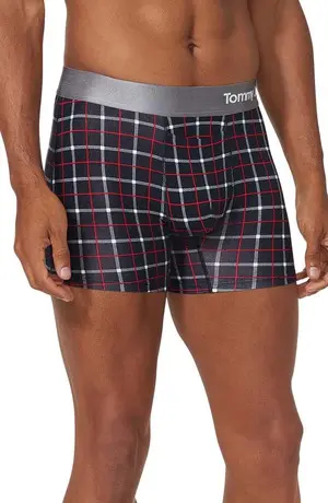 Tommy John 4-inch Cool Cotton Boxer Briefs Black Weekend Plaid