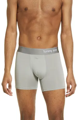 Tommy John 4-inch Cool Cotton Boxer Briefs Griffin/ Coconut Milk