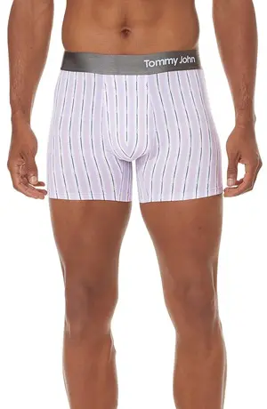 Tommy John 4-inch Cool Cotton Boxer Briefs Lavendula Pinstripe
