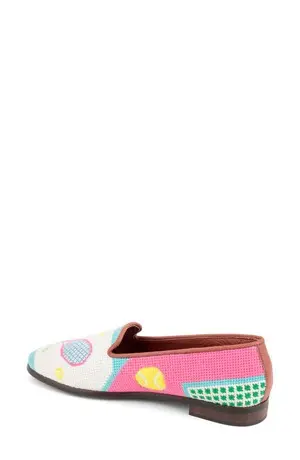 BYPAIGE Needlepoint Tennis Flat - Pink Multi