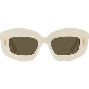 Loewe Loewe Silver Screen 49mm Rectangular Sunglasses Ivory