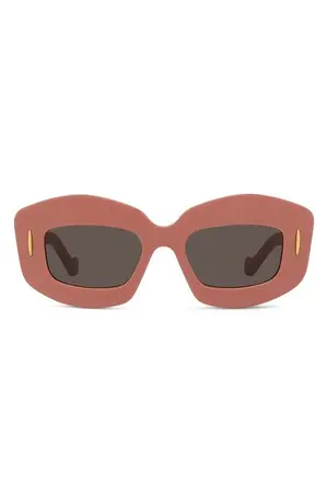 Loewe Loewe Silver Screen 49mm Rectangular Sunglasses Rose