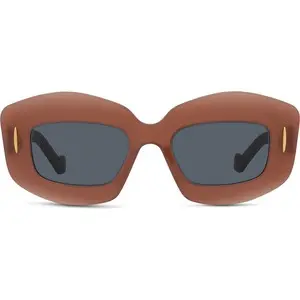 Loewe Loewe Silver Screen 49mm Rectangular Sunglasses Rust