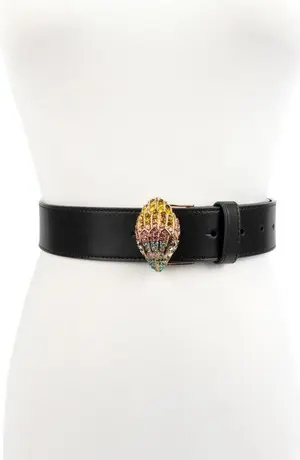 Kurt Geiger Crystal Eagle Buckle Leather Belt
