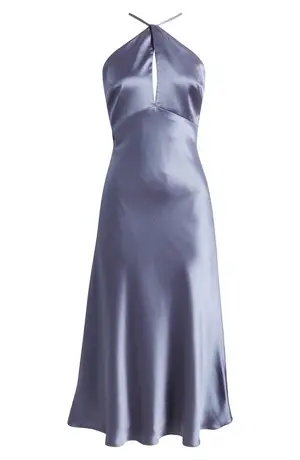 Amsale Halter Satin Cocktail Dress