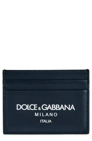 Dolce & Gabbana Milano Logo Leather Card Case - Blue Logo