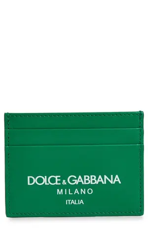 Dolce & Gabbana Milano Logo Leather Card Case - Green Logo