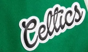 JEFF HAMILTON Boston Celtics Block Letter Wool Blend Varsity Jacket