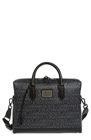 Dolce & Gabbana Logo Jacquard Briefcase - Black/ Grey
