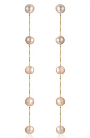 Ettika Ettika Freshwater Pearl Drop Earrings Champagne