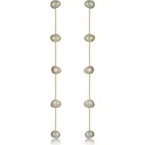 Ettika Freshwater Pearl Drop Earrings - Olive