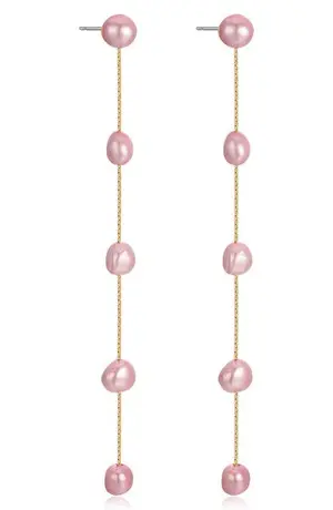 Ettika Freshwater Pearl Drop Earrings - Pink