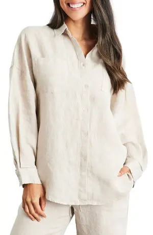 BED THREADS Bed Threads Long Sleeve Linen Shirt Oat