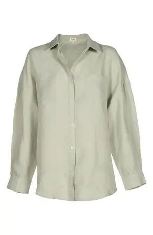 BED THREADS Long Sleeve Linen Shirt - Sage