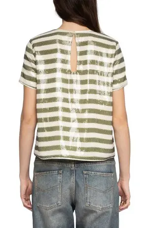 Zadig&Voltaire Sequin Stripe Top - Moss