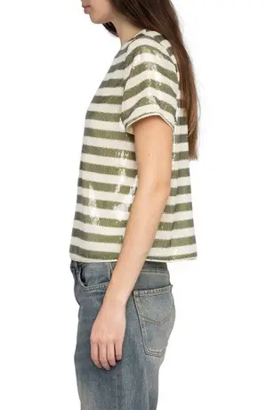 Zadig&Voltaire Sequin Stripe Top - Moss