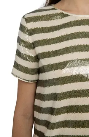 Zadig&Voltaire Sequin Stripe Top - Moss