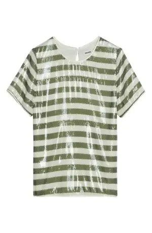 Zadig&Voltaire Sequin Stripe Top - Moss