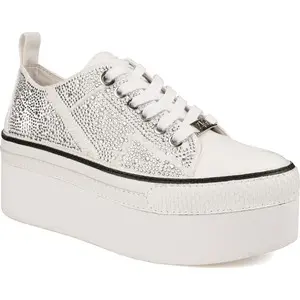 ZIGI Koralay Rhinestone Platform Sneakers - White Canvas