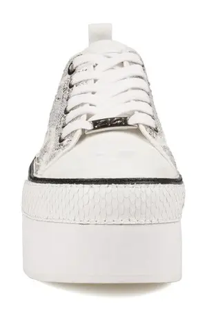 ZIGI Koralay Rhinestone Platform Sneakers - White Canvas