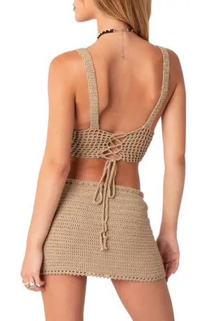 EDIKTED Baeside Crochet Corset Top