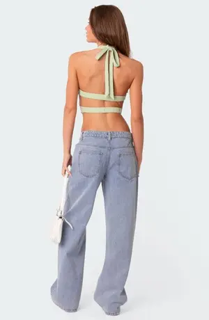 EDIKTED Cady Cutout Crop Halter Top