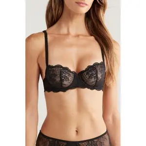 Simone Perele Reve Sheer Underwire Demi Cup Bra - Black