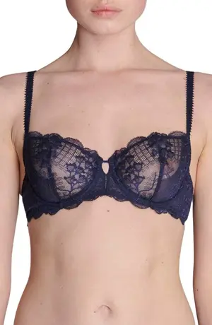 Simone Perele Reve Sheer Underwire Demi Cup Bra Cosmic Blue