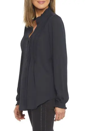 NYDJ Pleated Yoke Peasant Blouse