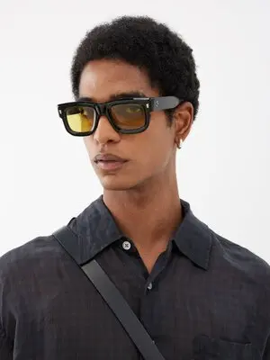 CUTLER AND GROSS Cutler And Gross - 1402 D-frame Acetate Sunglasses - Mens - Black Yellow - Black Yellow