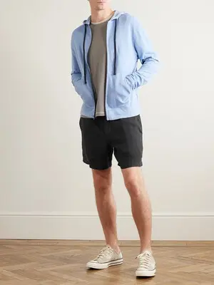 JAMES PERSE Straight-leg Garment-dyed Linen Drawstring Shorts - Black