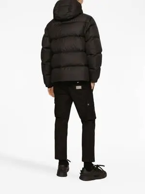 Dolce & Gabbana Logo-plaque Padded Hooded Jacket - Black
